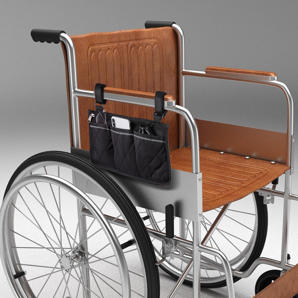 New Outdoor Wheelchair Side Pocket Organizer Holder Pouch Armrest ...