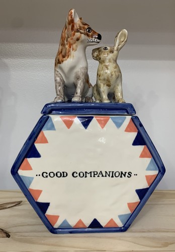 Anthropologie David Cleverly Cookie Jar Good Companions Cottage Animal ...