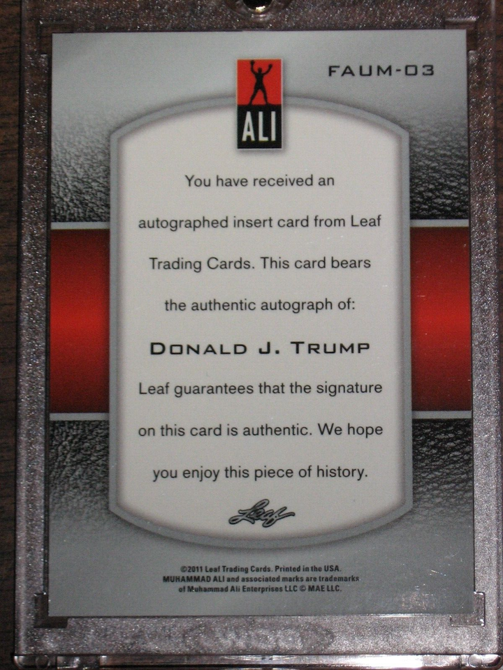Donald Trump - 2011 Leaf Metal Muhammad Ali Fans of Ali Autograph ...