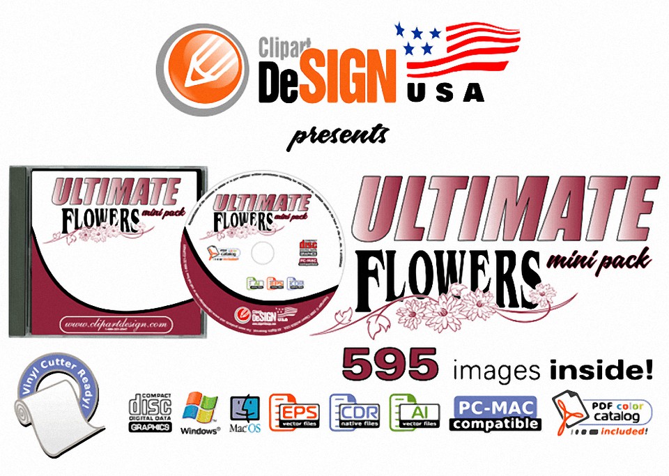 FLOWERS CLIPART-VINYL CUTTER PLOTTER IMAGES-EPS VECTOR CLIP ART ...