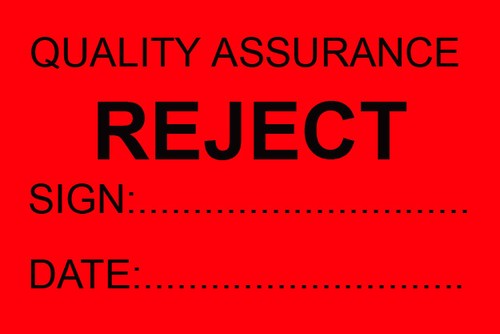 Quality Assurance QA Reject Labels (Stickers) 38mm x 50mm | eBay UK