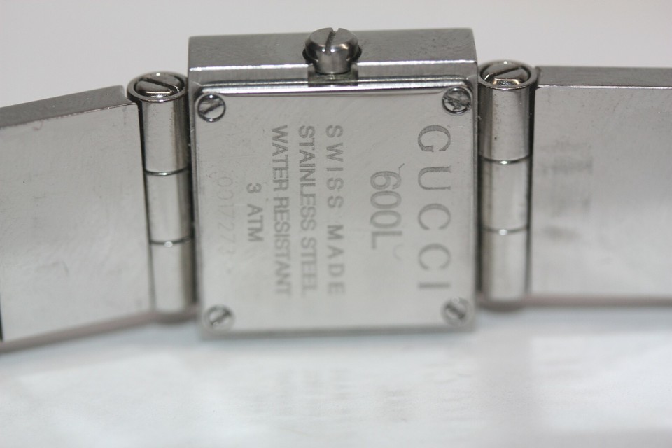 Gucci 600L Swiss Made Watch Square 21mm Case Fits 6" wrist MSRP $1500 ...