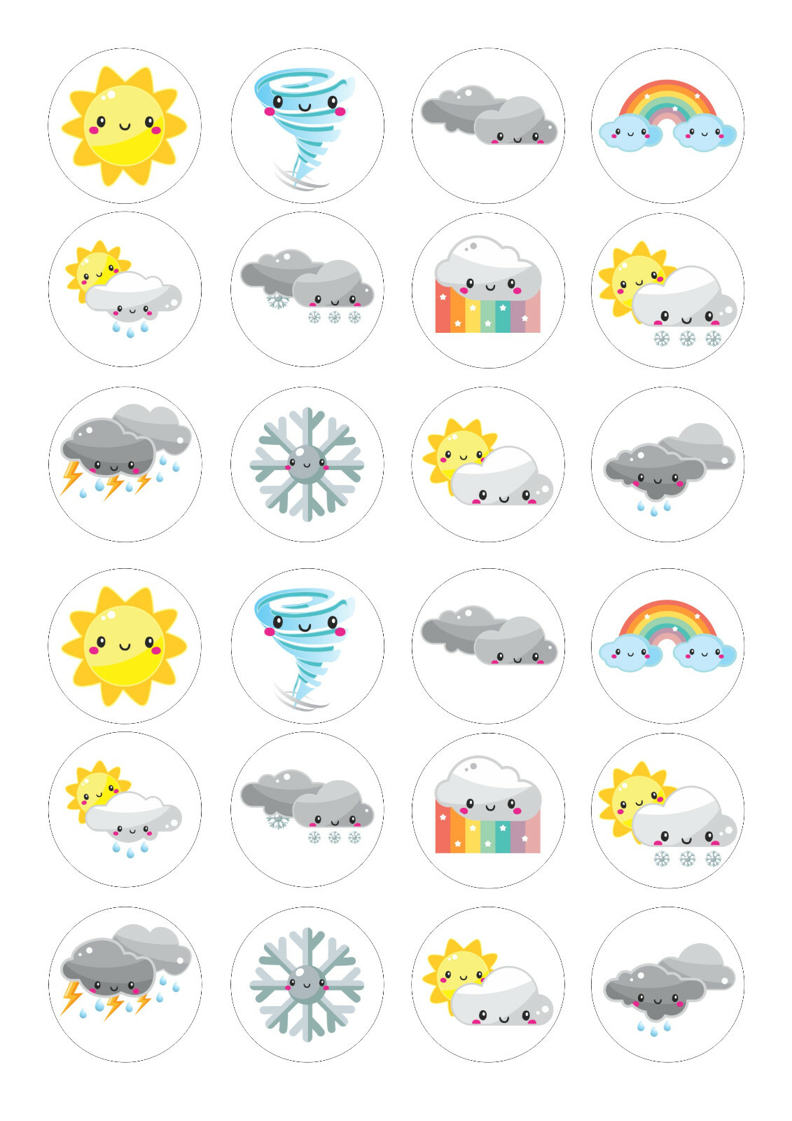24 edible Weather Iced Icing Fondant 4cm Cupcake Toppers Cake | eBay UK