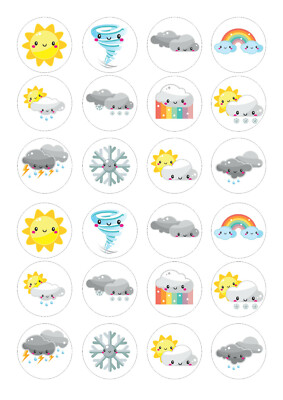 24 edible Weather Iced Icing Fondant 4cm Cupcake Toppers Cake | eBay UK