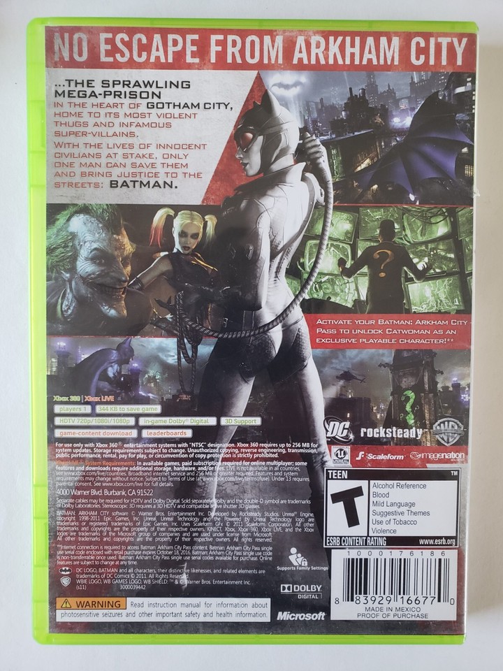 Xbox 360 Batman Arkham City with Instruction Book Microsoft 2011 by ...