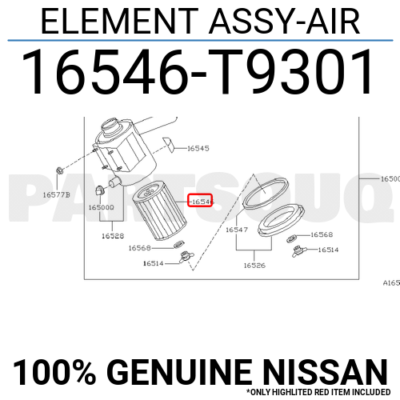 16546T9301 Genuine Nissan ELEMENT ASSY-AIR 16546-T9301 | eBay