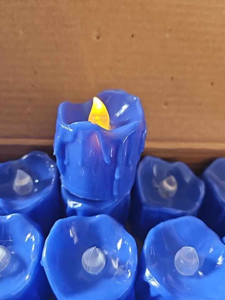 24Pcs Blue LED Tea Lights Flameless Flicker Candles Lamp Battery ...