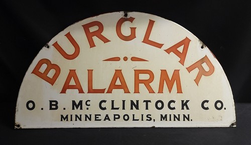 1940's O. B. McClintock Burglar Alarm Box Top Crescent Shaped Porcelain ...