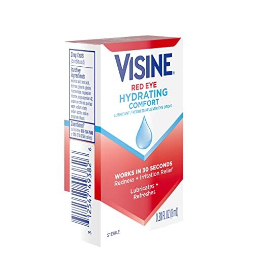 Visine Red Eye Hydrating Comfort Redness Relief Lubricating Eye Drops ...