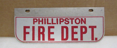 Vintage Phillipston MA Fire Department License Plate Topper Metal USA ...