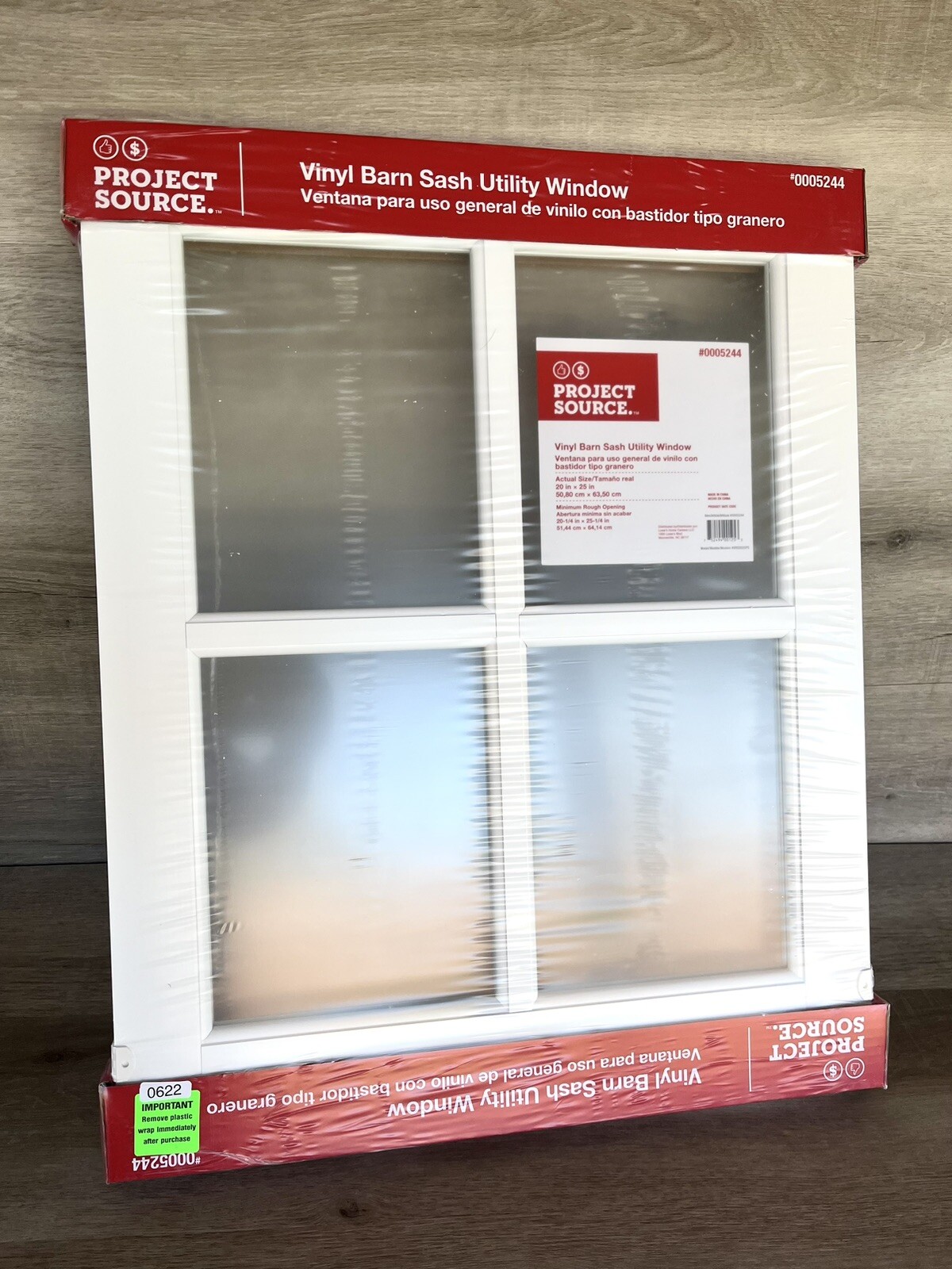 Project Source Barn Sash Fixed Rectangle Vinyl Window Grid White 20”x ...