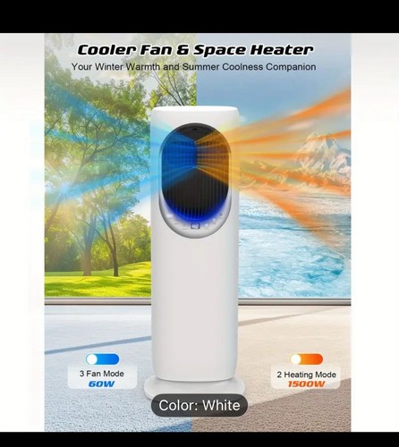 Portable 4-in-1 Air Conditioner Cooler Fan Heater with 4L Water Tank, 2 ...