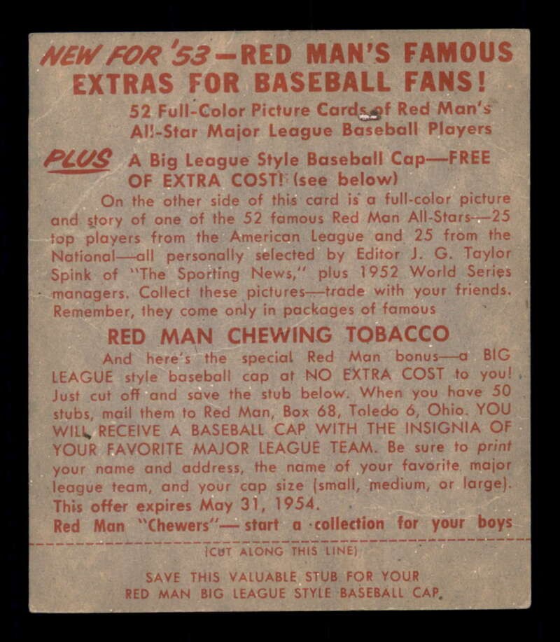 1953 Red Man NL w Tab #24 Gerry Staley FAIR J3604510 | eBay