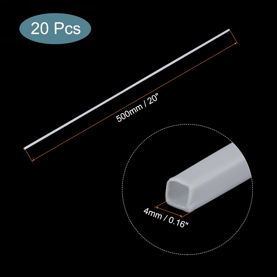 20pcs Plastic Model Tube ABS Solid Square Bar 0.16"x0.16" White Easy ...