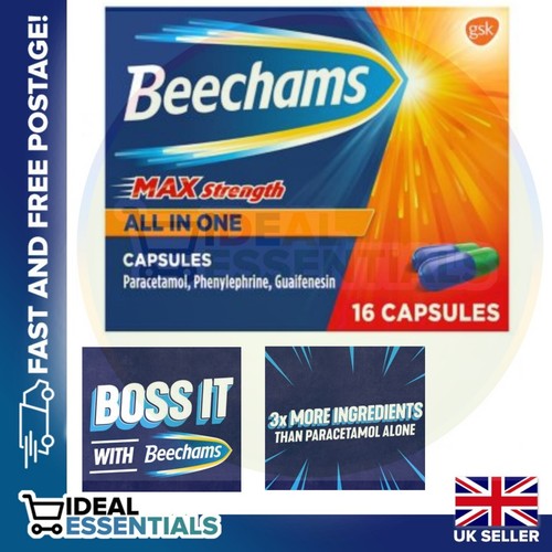 Beechams Max Strength All in One Cold and Flu Capsules 16s Expiry 05/ ...