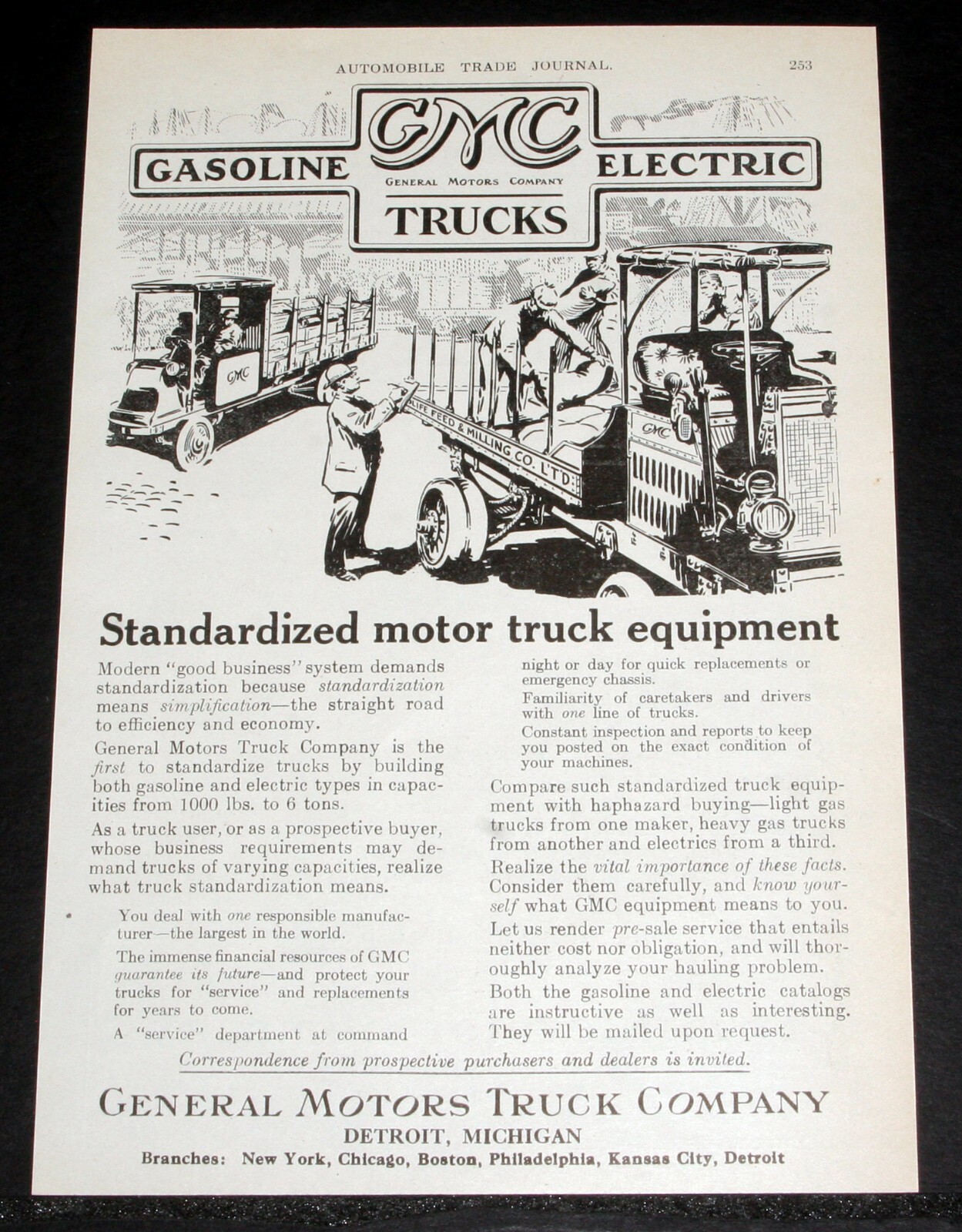 1912 OLD MAGAZINE PRINT AD, GMC GASOLINE AND ELECTRIC TRUCKS ...