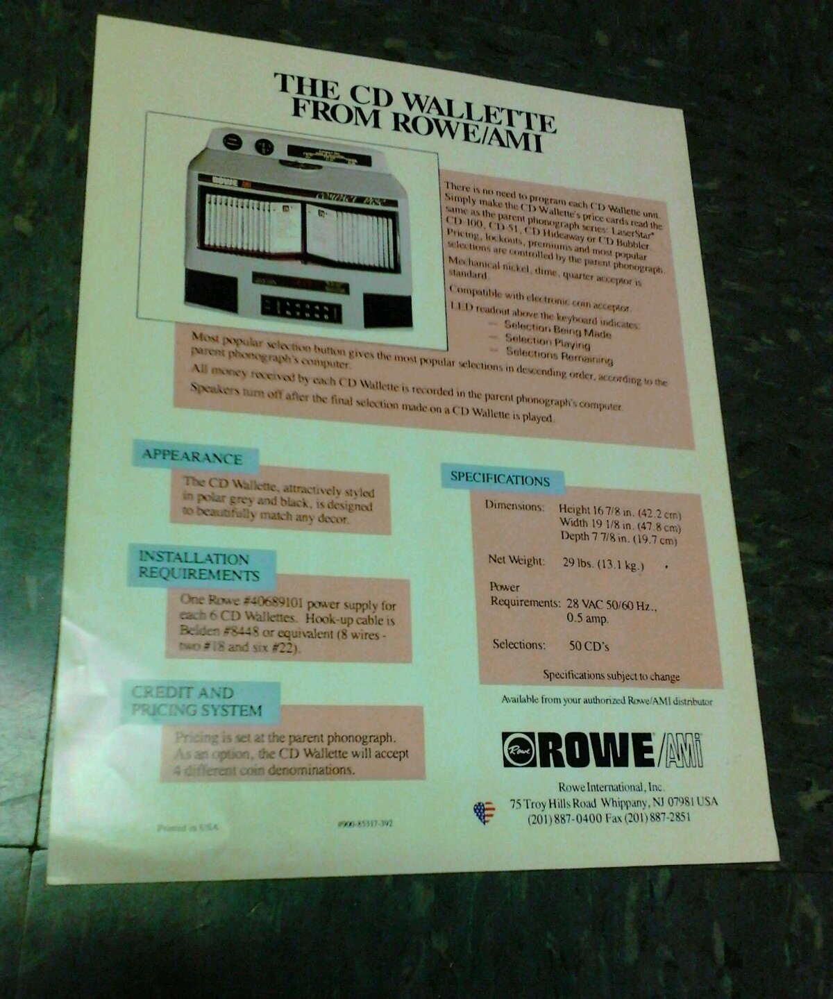 ROWE/AMI LASERSTAR CD WALLETTE JUKEBOX flyer- good original | eBay