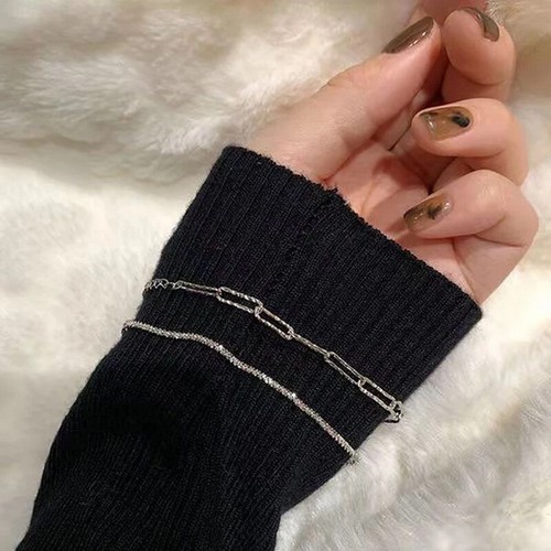 2pcs 925 Silver Gypsophila Flash Chain Bracelet Bangle Women Adjustable ...