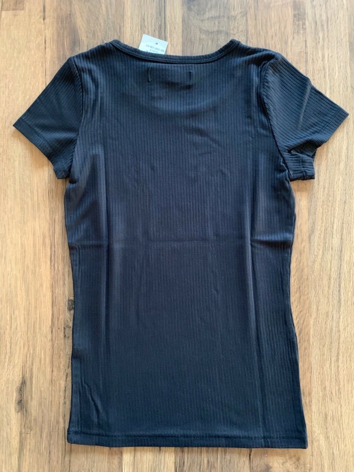 HOLLISTER NAVY RIBBED SHORT SLEEVE TOP SIZE XS NWT | eBay UK