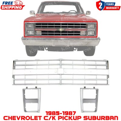 Front Grille Assembly & Headlight Bezels For 1985-1987 Chevy C/K Pickup ...