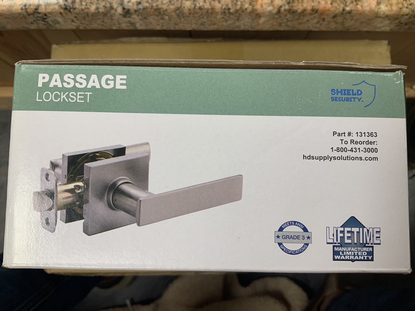 Shield Security Passage Lockset Square Straight Lever Satin Nickel Box ...