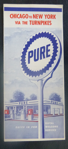 1966 Chicago to New York turnpik road map Pure oil gas | eBay