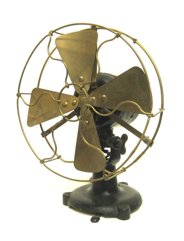 Antique EARLY Peerless 8" Tab Foot Brass Blade + Cage Electric Fan ...