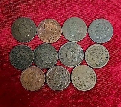 1800's Large Cent Coronet Head & Braided Hair Large Cent Cull Lot | eBay