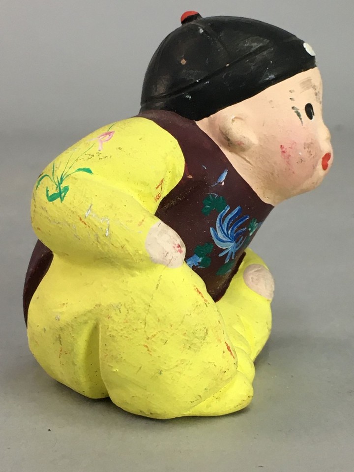 Chinese Kokeshi Doll Vtg Plaster Figurine Traditional Costume Yellow ...