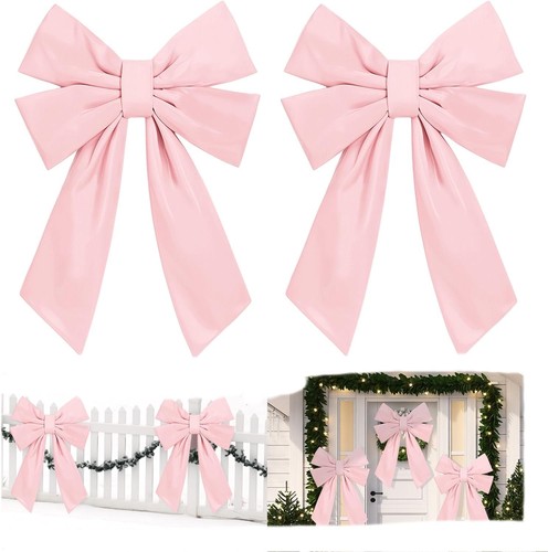 Hungdao 2 Pack Extra Large Pink Christmas Bows Outdoor 24 x 36 Inches ...