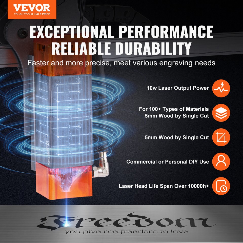 VEVOR Laser Engraver 10W Engraving Cutter Machine High Accuracy Eye ...