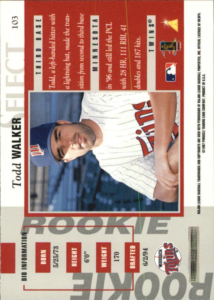 1997 Select Registered Gold #103 Todd Walker Card | eBay