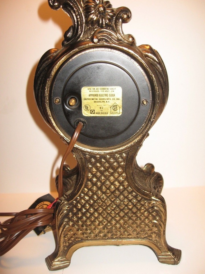 Vintage United Clock Corp No 82 Ornate Electric Mantel Clock | eBay