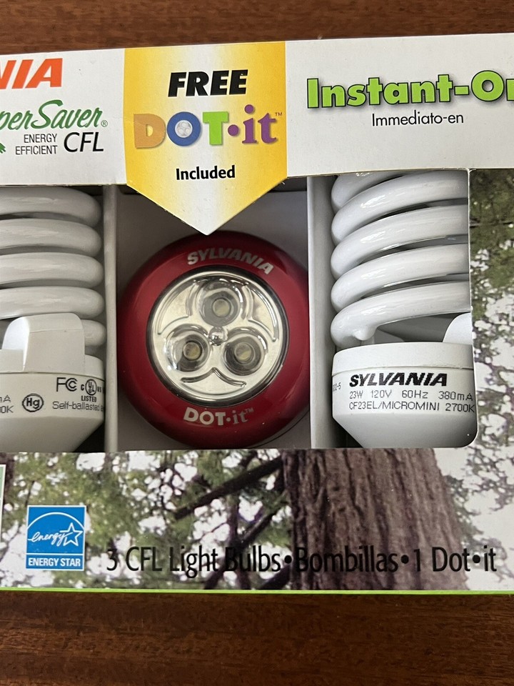 Sylvania Micro-Mini CFL 100W 1640 Lumen Super Saver 3-pack With Free DOT it LED | eBay