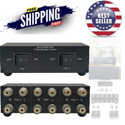 Speaker Selector Switch Box Aluminum 2 Zone Compact Easy Toggle Control ...