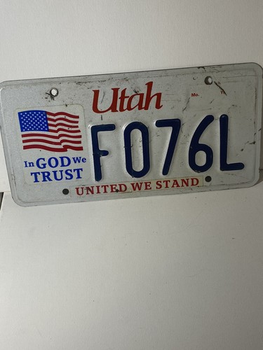 1990 Utah License Plate F076L "IN GOD WE TRUST" | eBay