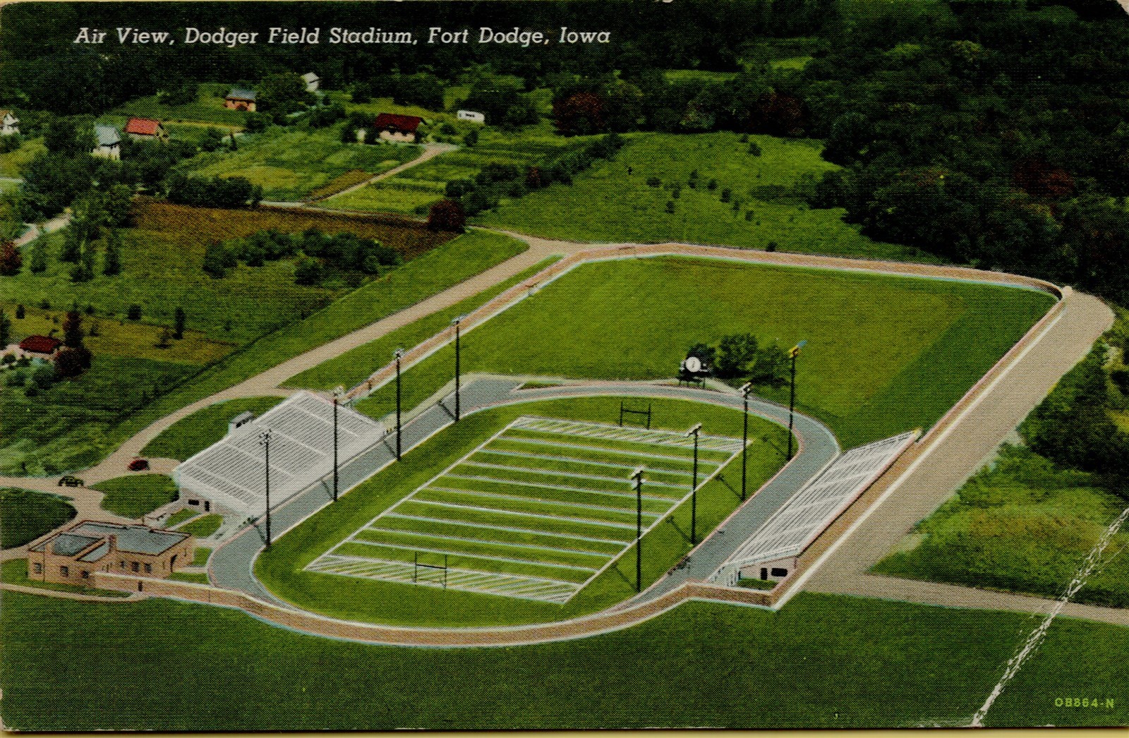 1946 Air Aerial View Dodger Field Stadium Fort Dodge Iowa IA Postcard ...