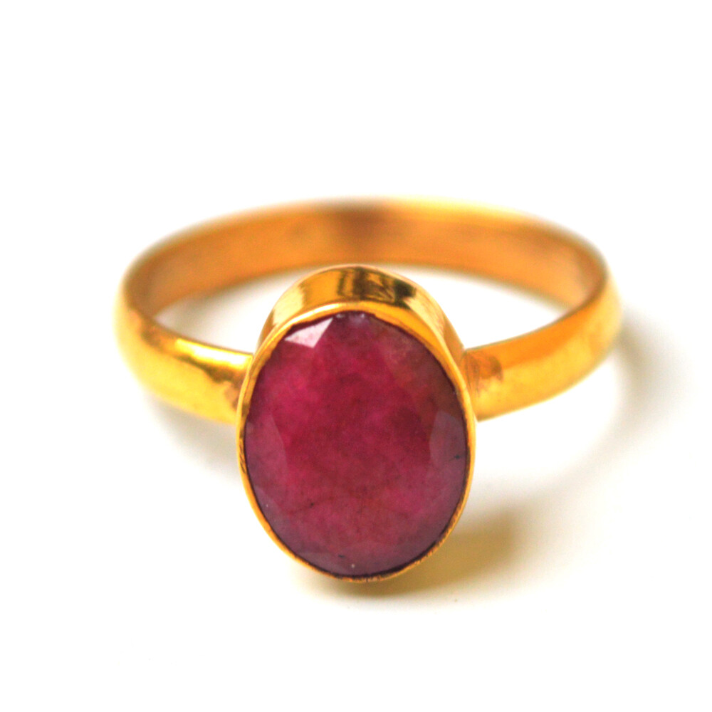 Genuine Ruby Gemstone 14K Yellow Gold July Birthstone Gift Handmade Women's Ring | eBay