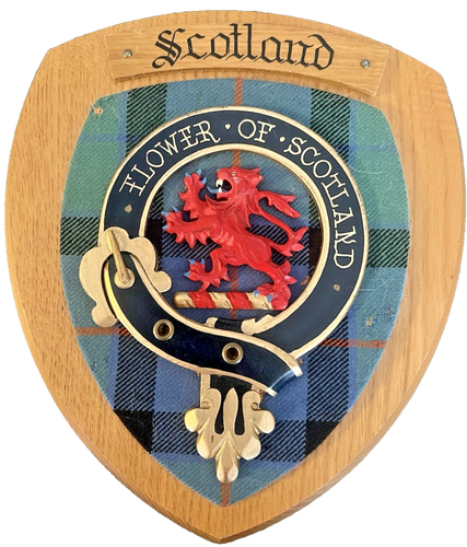 Vintage Scottish Wood Crest Wall Plaque Flower of Scotland Tartan ...
