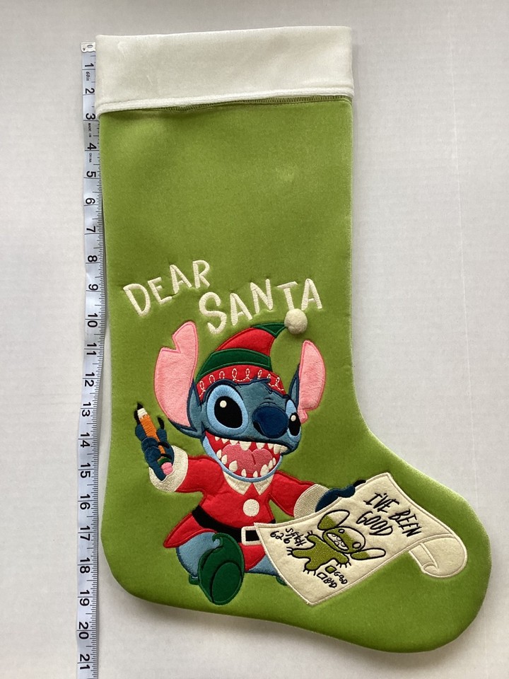 Disney Christmas Lilo & Stitch 18" Green Dear Santa I've Been Good ...