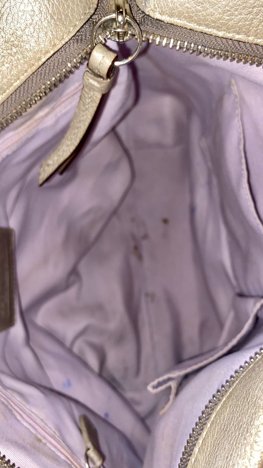 Coach No.K1176 F15064 Platinum Pebbled Leather Large Purse Hobo ...