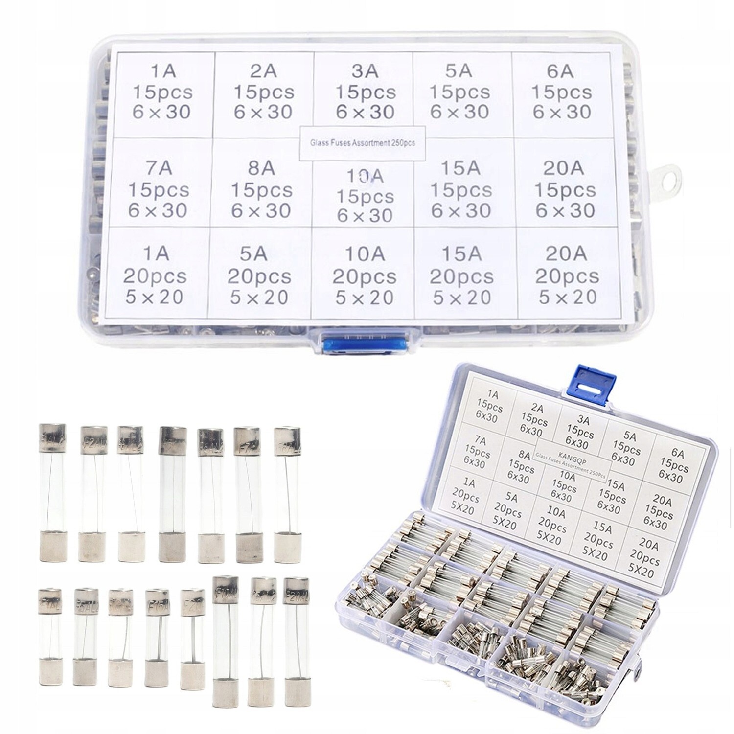 Glass Fuse Set Quick Blow Glass Tube Fuse Assorted Kits Fuses 250pcs | eBay