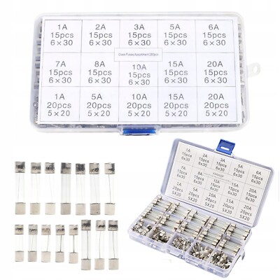 Glass Fuse Set Quick Blow Glass Tube Fuse Assorted Kits Fuses 250pcs | eBay
