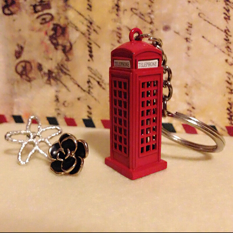 Vintage Telephone Booth British Miniature London Car Key keychains ...