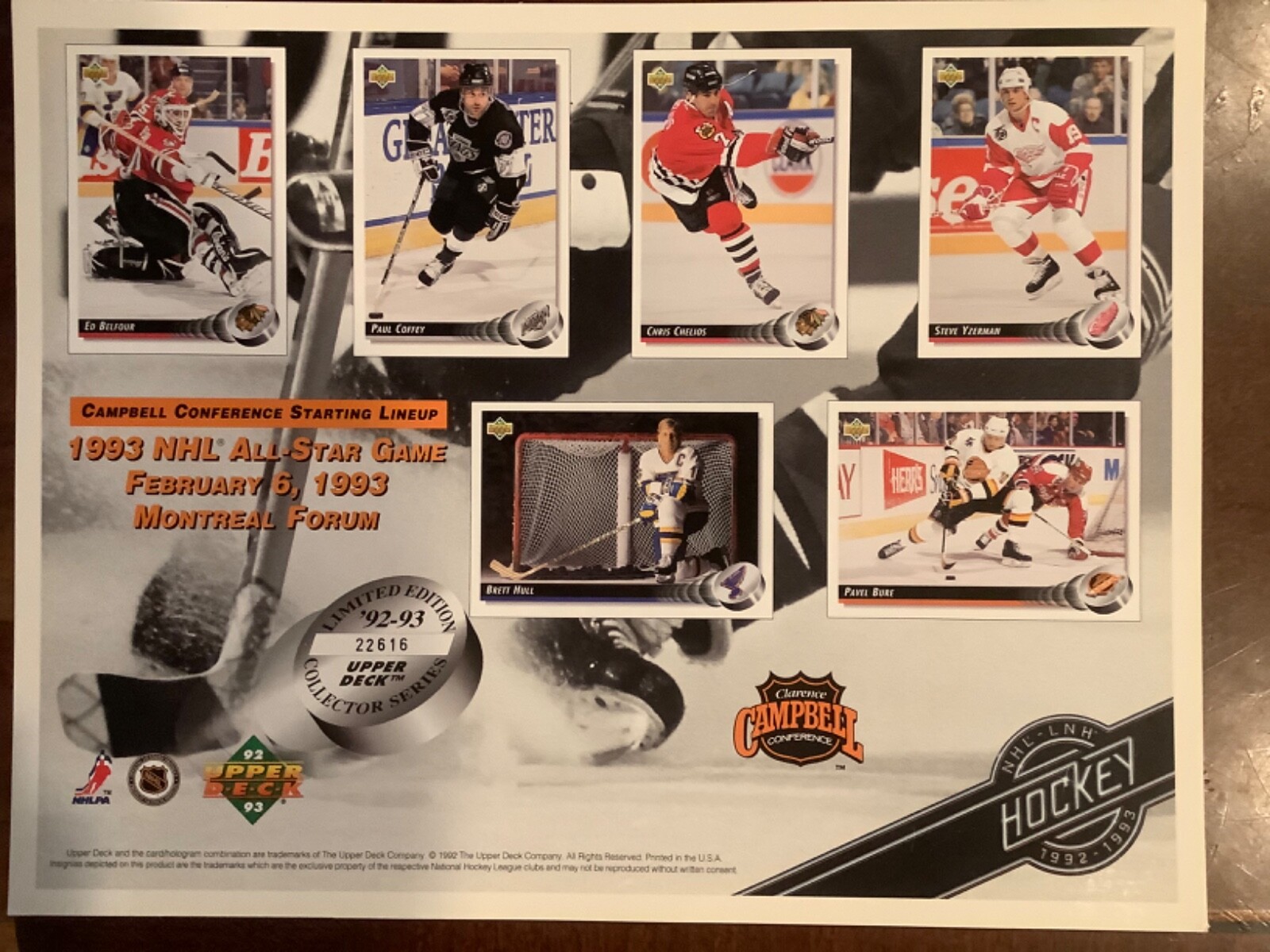 Hockey 92-93 Upper Deck limited edition collector series card/hologram ...