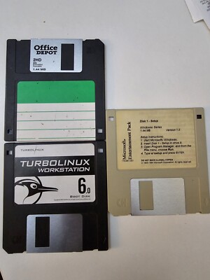Floppy Disk Ser 3pcs Microsoft Entertainment, Turbolinux 3.5 1.44 MB | eBay