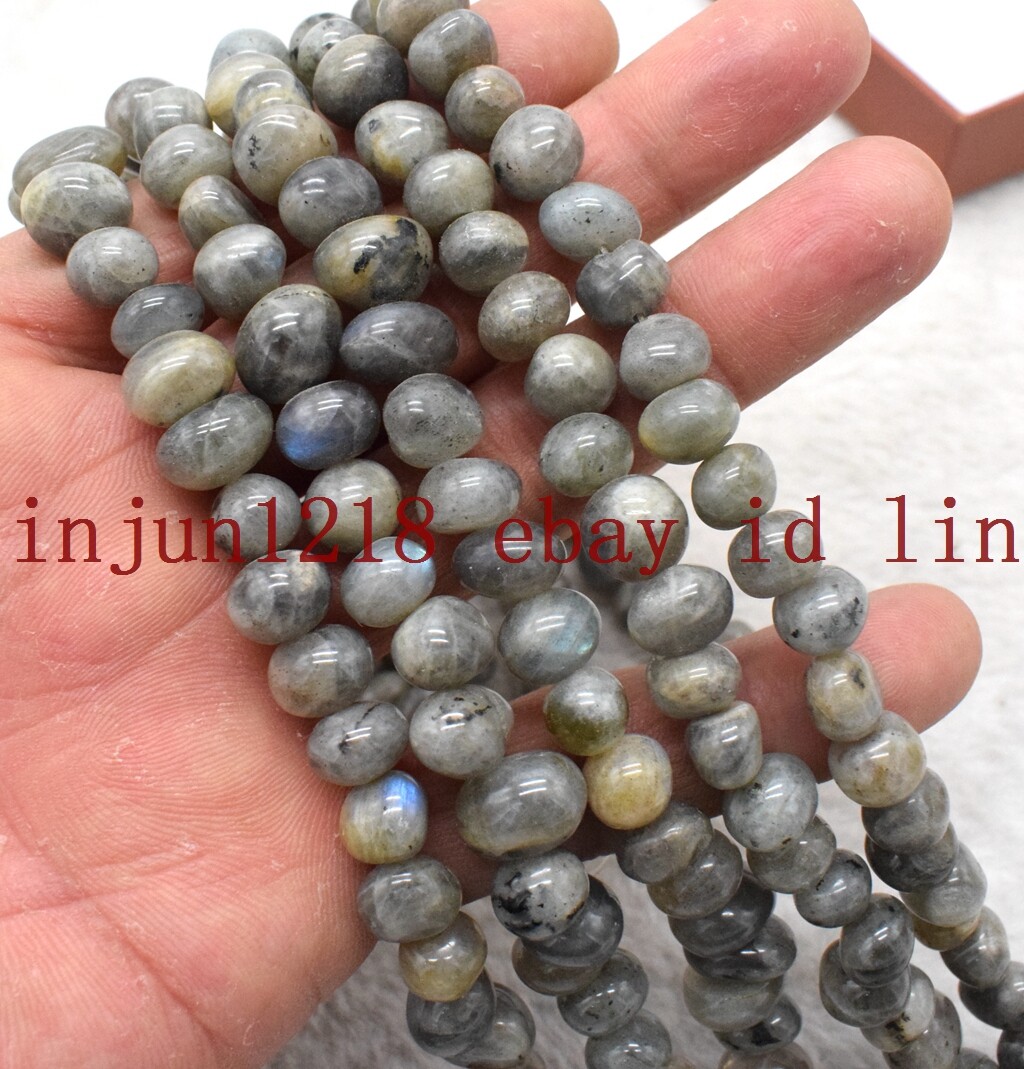 Natural 8x10mm Rare Irregular Gray Labradorite Gemstone Loose Beads 15 ...