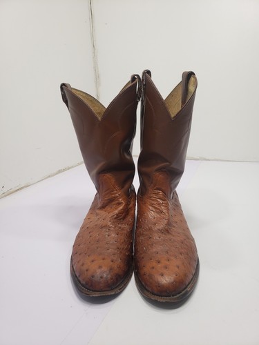 Nocona Full Quill Ostrich Roper Boots Men's size 11 EE Brown Exotic ...