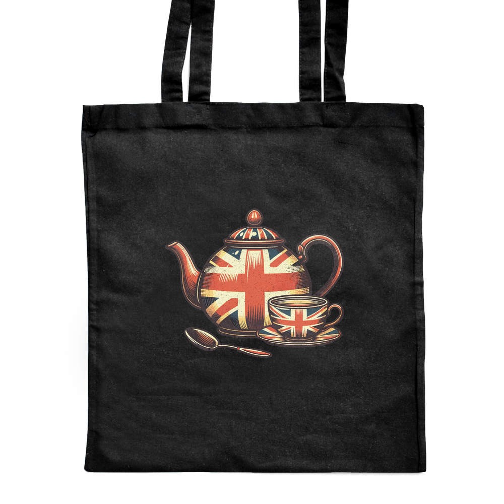 'Union Jack Teapot' Classic Black Tote Shopper Bag (ZB00024023) | eBay