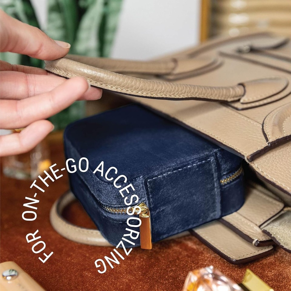 Gorgeous Navy Blue Jewelry Storage Box with Zipper – Ideal Birthday ...